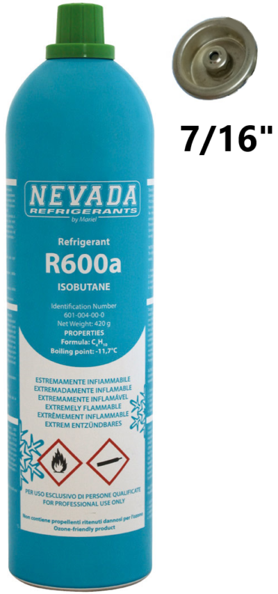 R600a Refrigerant Gas 420g – T-PED Cylinder with 7/16" UNF Aerosol ...