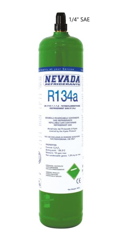 R134a 900g Gas | T-PED Certified Cylinder 1/4" SAE